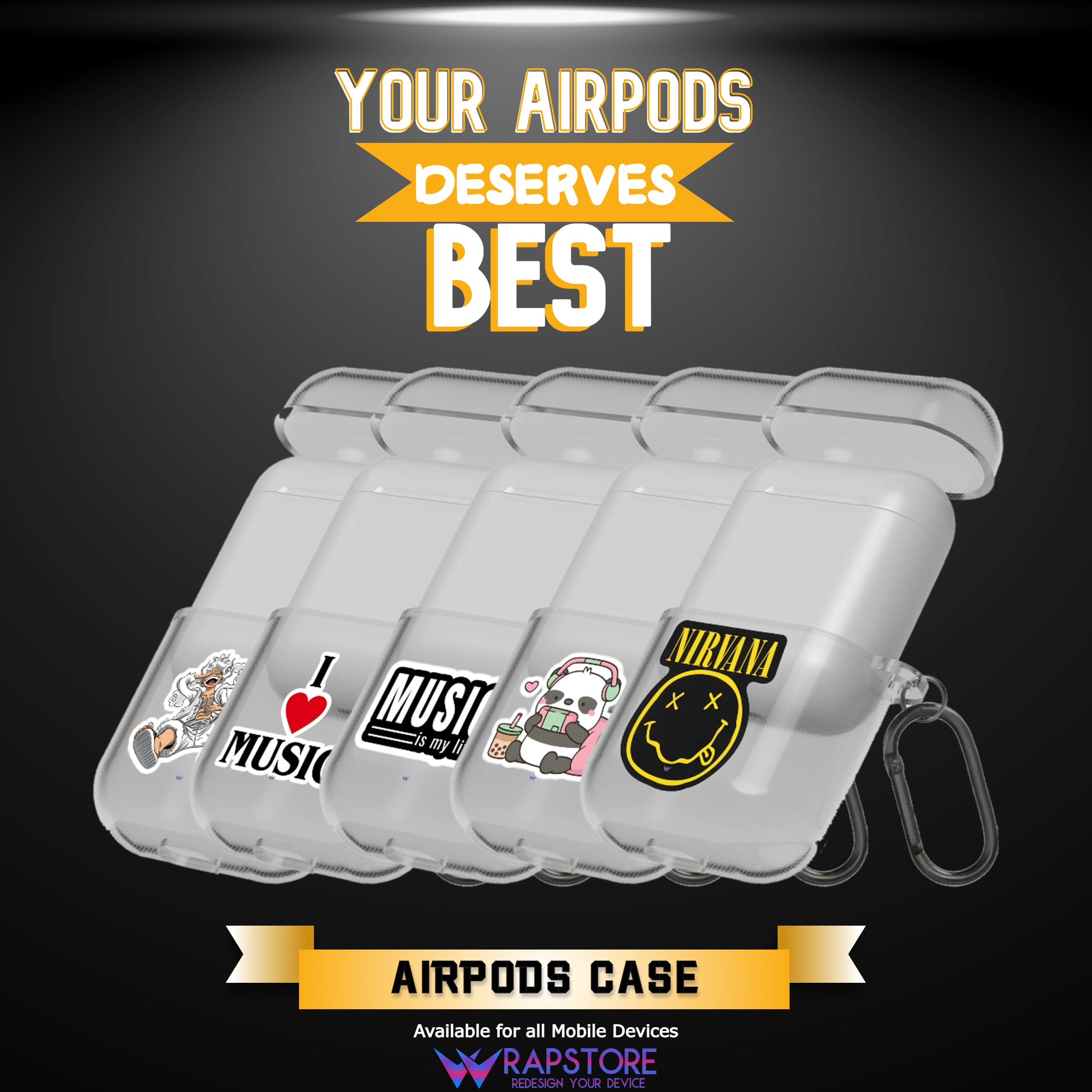 - Printed Silicone Airpods Covers - WRAPSTORE